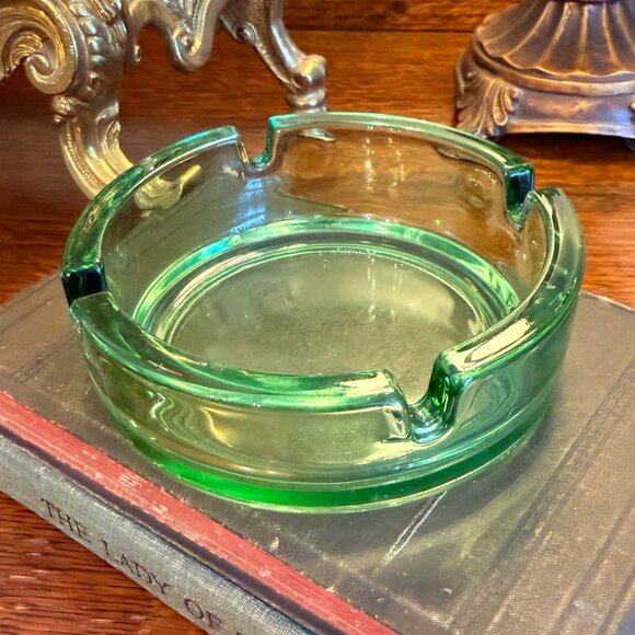 Vintage | Accents | Vintage French Green Thick Glass Ashtray | Poshmark
